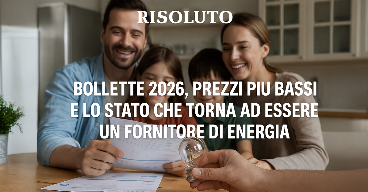 Bollette 2026, prezzi più bassi e lo Stato che torna fornitore di ...